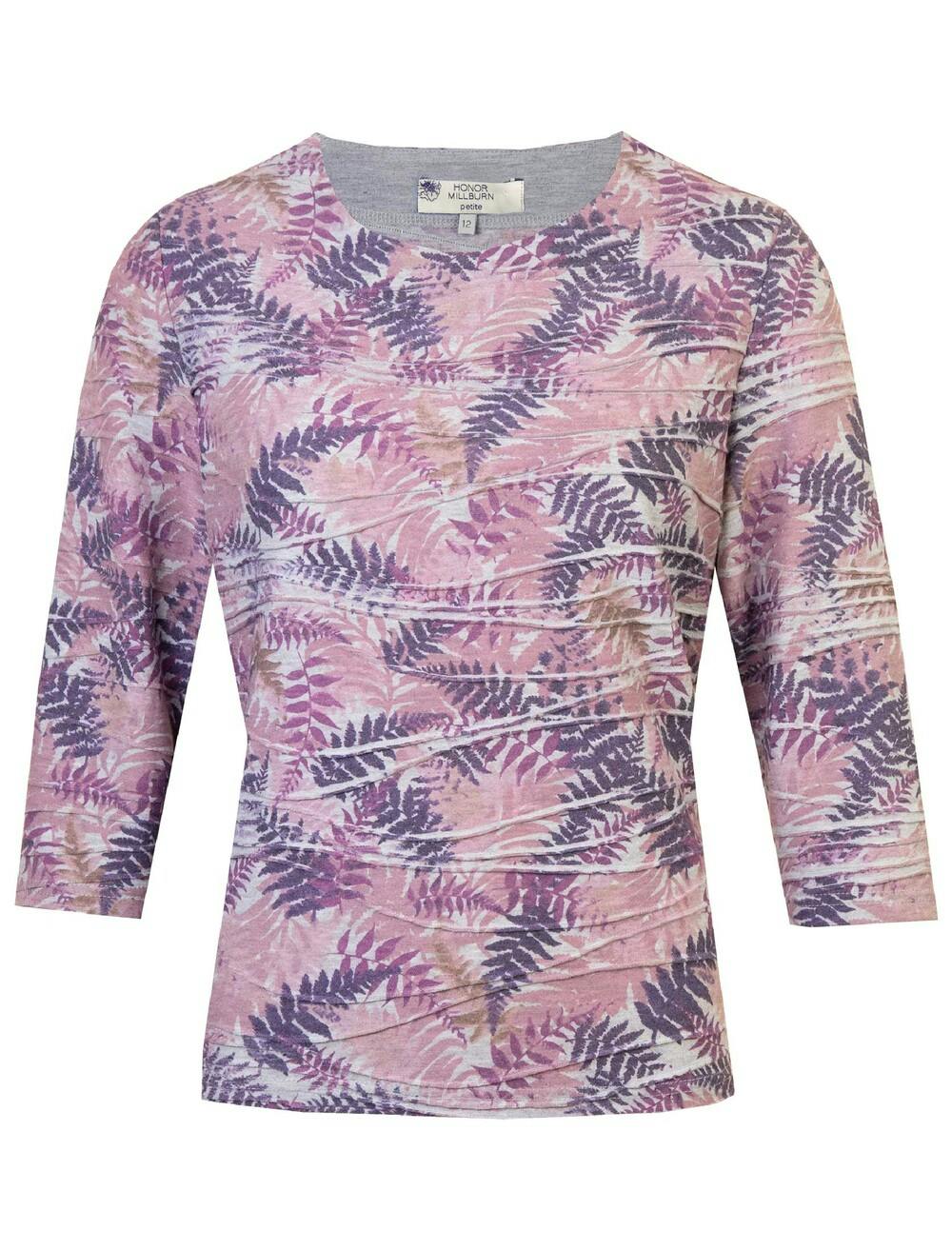 Female Honor Millburn Petite Crew Neck Print Top | Mid Mauve | EWM | EWM