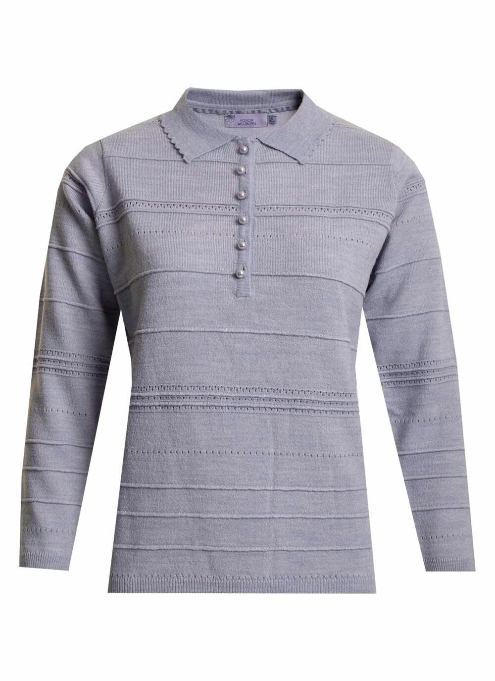 Female Honor Millburn Collared Stripe Jumper | Mid Lilac | EWM | EWM