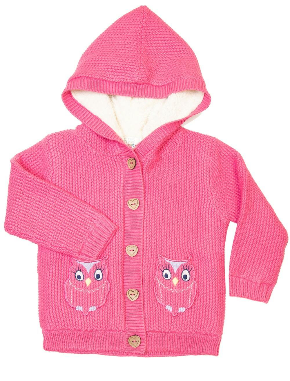 Female GR8 KIDS Fleece Lined Cardigan with Hood | Bright Pink | EWM | EWM