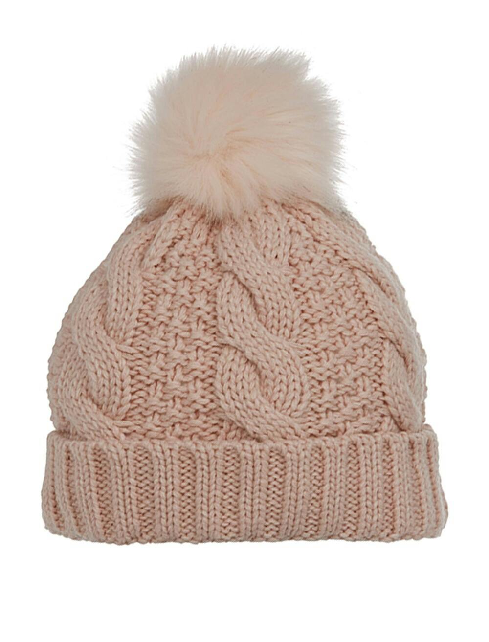 Female Aran Traditions Cable Knit Hat | Light Pink | EWM | EWM