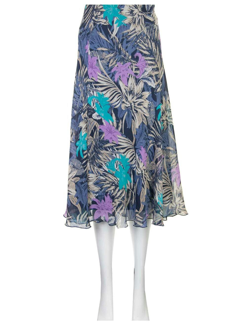 Female Isle Navy Stewart Tartan Hand Painted Palm Print Georgette Skirt ...