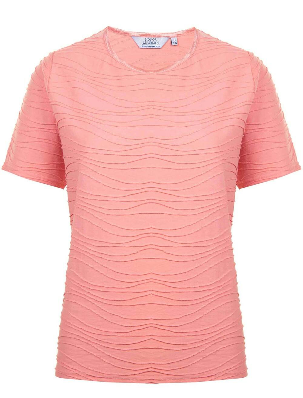 Female Honor Millburn Textured Jersey Top | Mid Coral | EWM | EWM