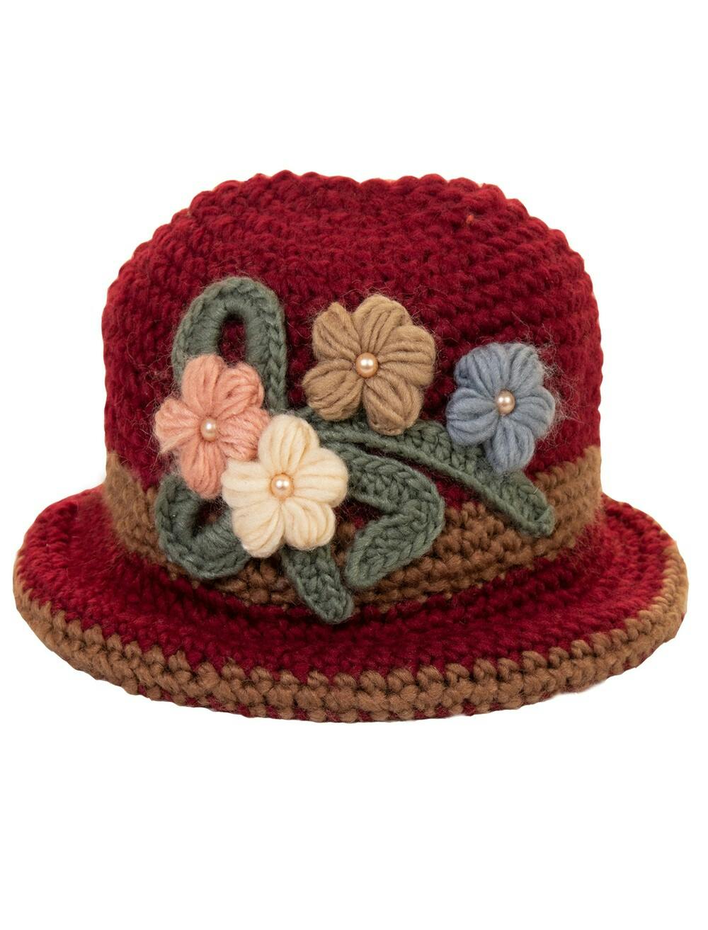 Female Floral Hat | Dark Wine | EWM | EWM