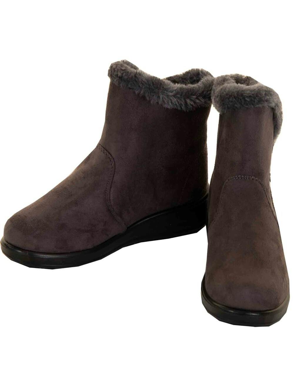 Female Isle Ladies Suedette Side Zip Boot | Mid Grey | EWM | EWM