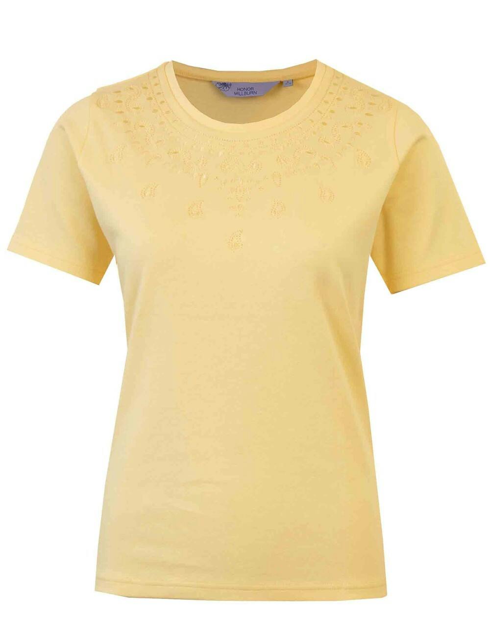 Female Honor Millburn Crew Neck Paisley Top | Light Yello | EWM | EWM