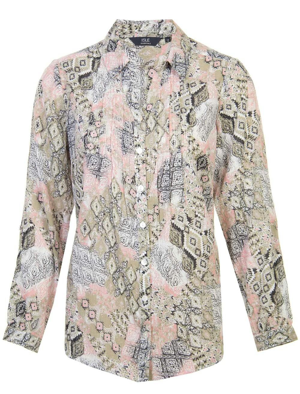 Female Isle Green Patchwork Print Cotton Blouse With Embellishment ...