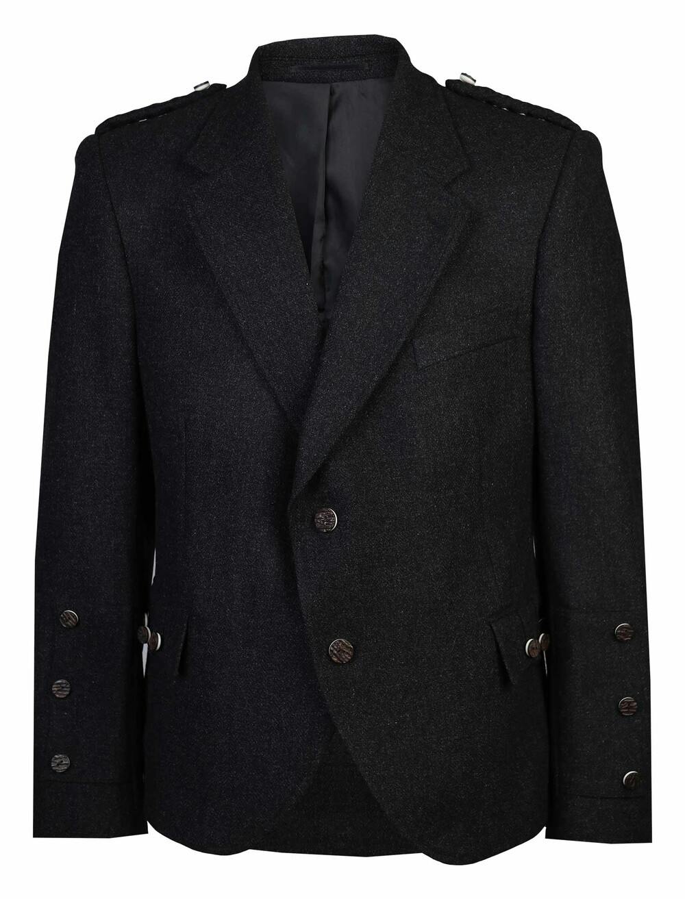 Male Hector Russell Tartan Tweed Jacket Long | Dark Grey | EWM | EWM