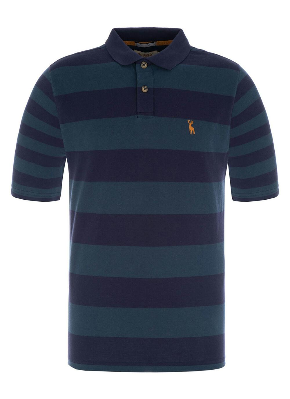 Male PG FIELD Polo Shirt | Mid Navy Stewart Tartan | EWM | EWM