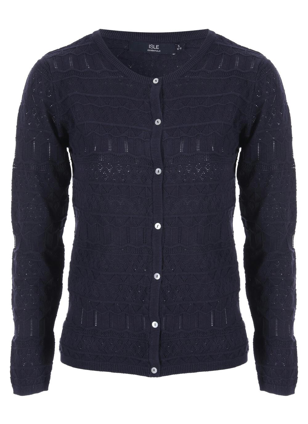 Navy Crew Neck Cardigan | EWM