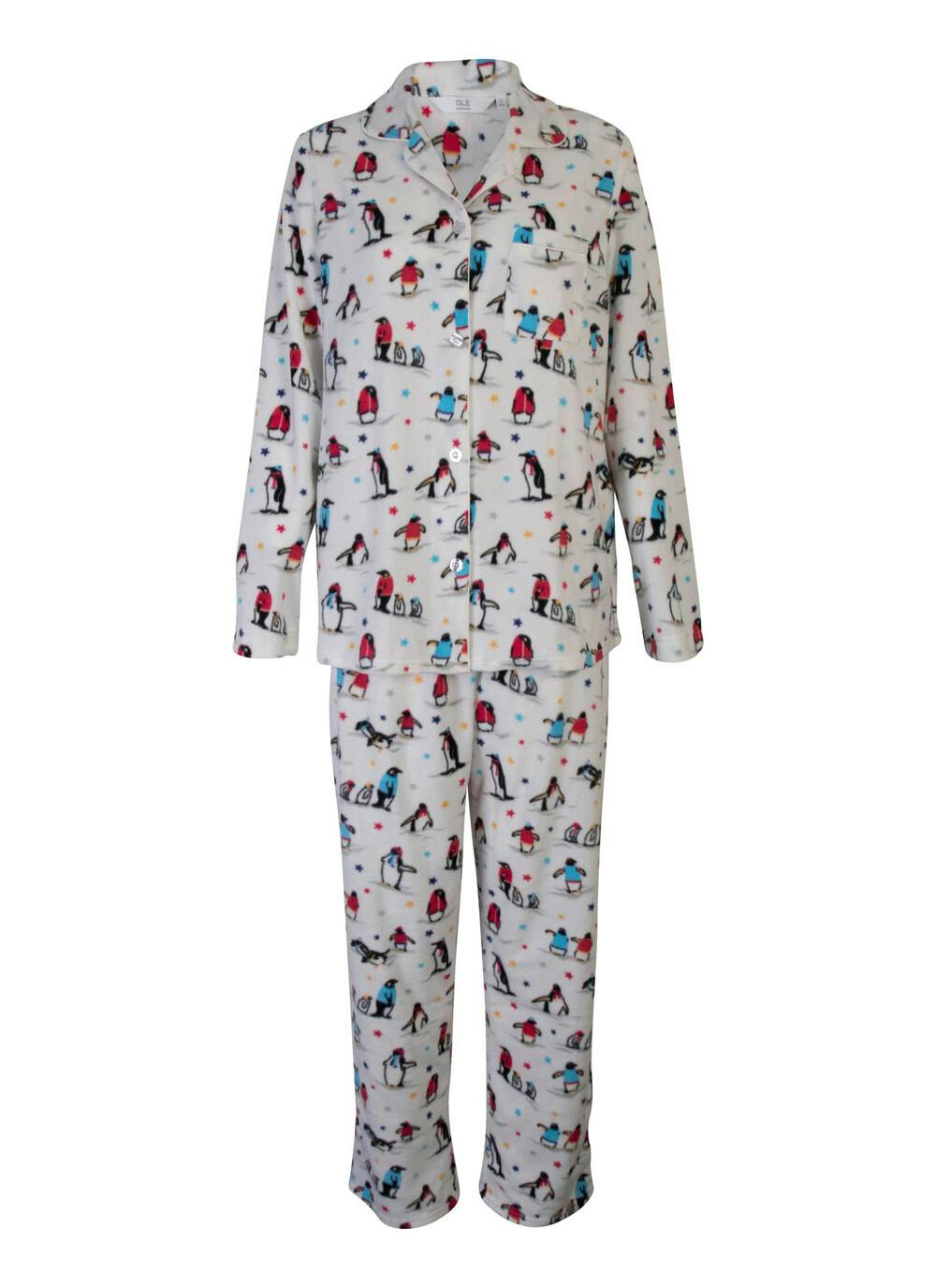Female Isle Rose Printed Fleece Pyjamas | Light Cream | EWM | EWM