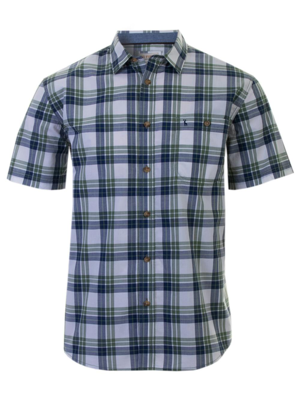 Male PG FIELD Cotton Check Shirt | Mid Green | EWM | EWM