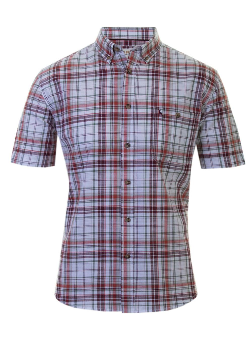 Male PG FIELD Cotton Check Shirt | Dark Red | EWM | EWM