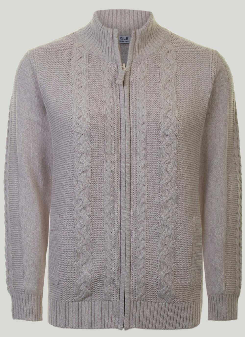 Stone Cotton Zip Cardigan | EWM