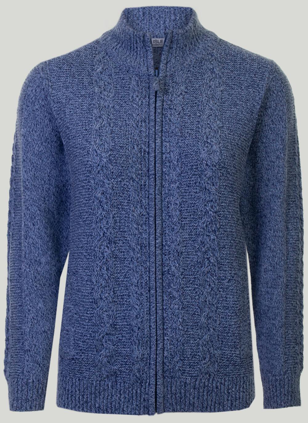 Blue Cotton Zip Cardigan | EWM
