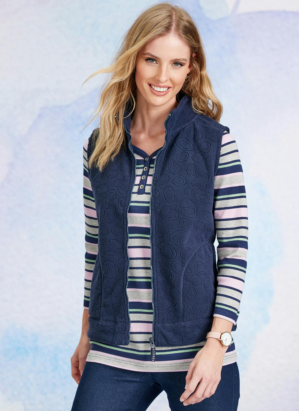 Navy Embossed Gilet | EWM