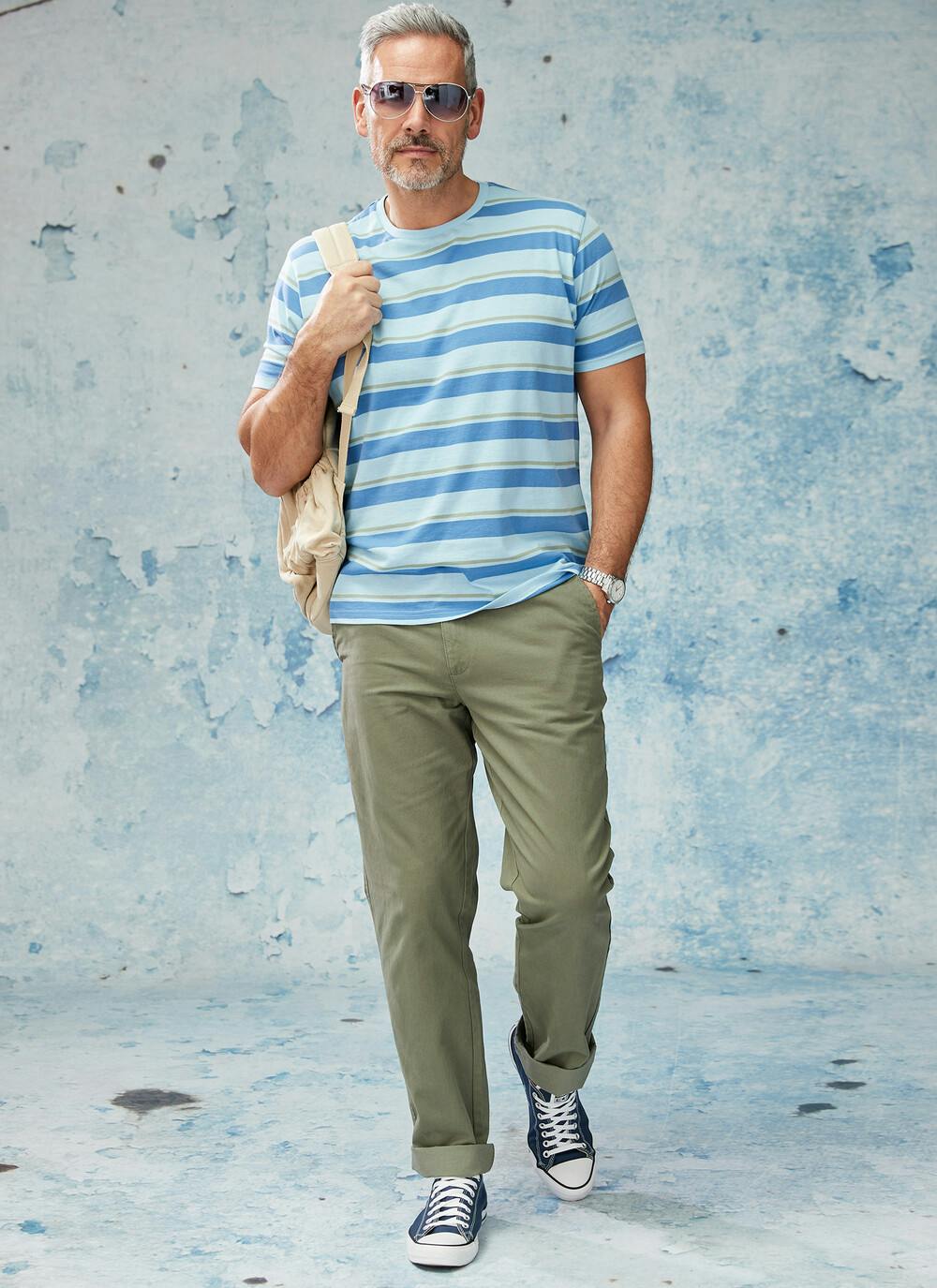 Male James Pringle Khaki Adjustable Waist Flat Front Chinos 29 Inch Leg ...