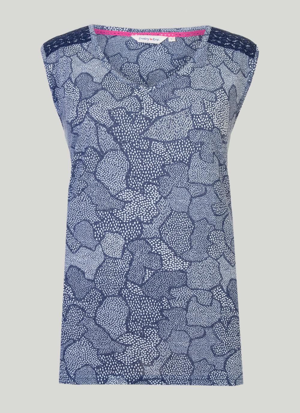 Navy Print Top | EWM