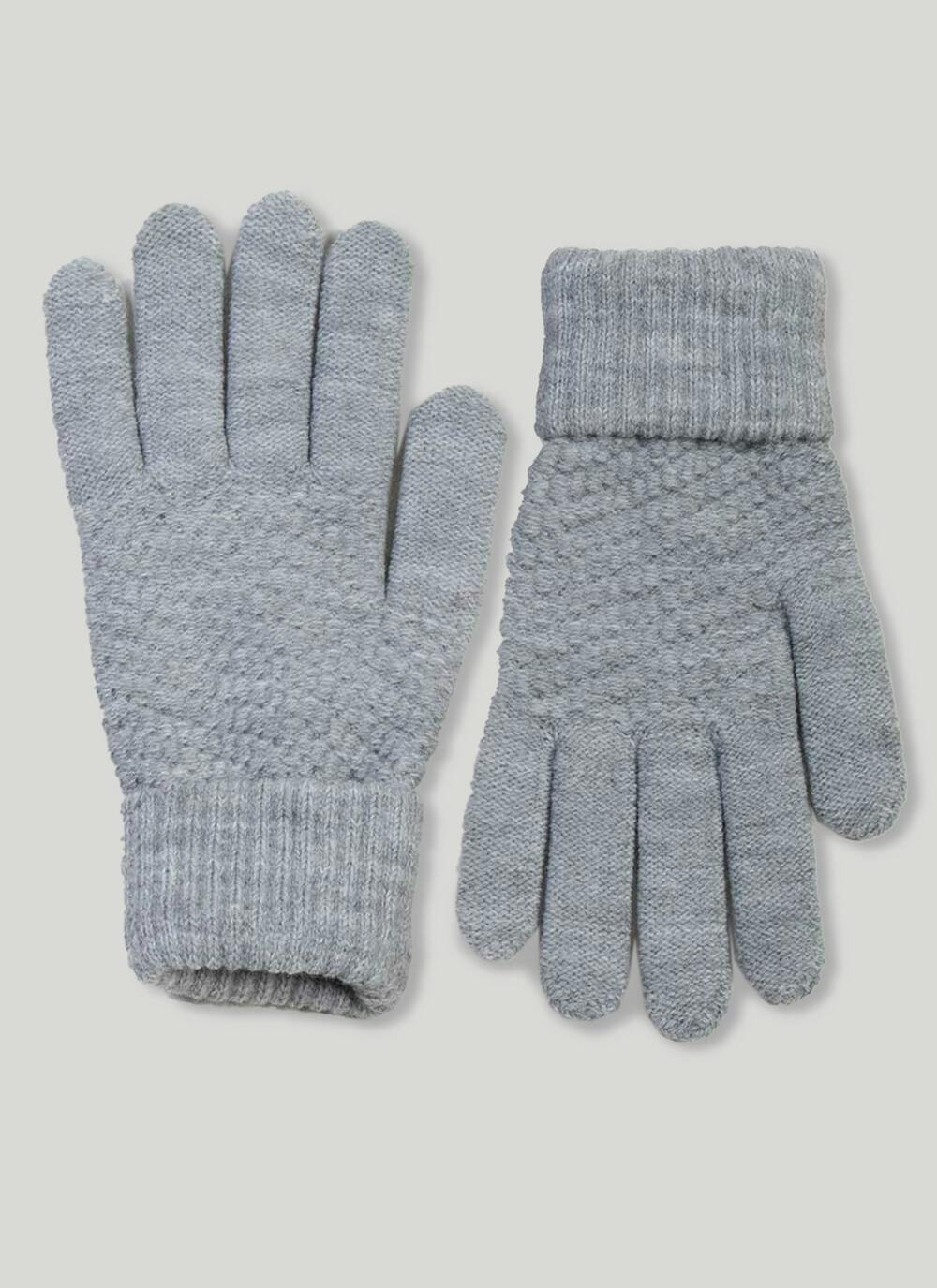 Grey Honey Comb Knit Gloves | EWM