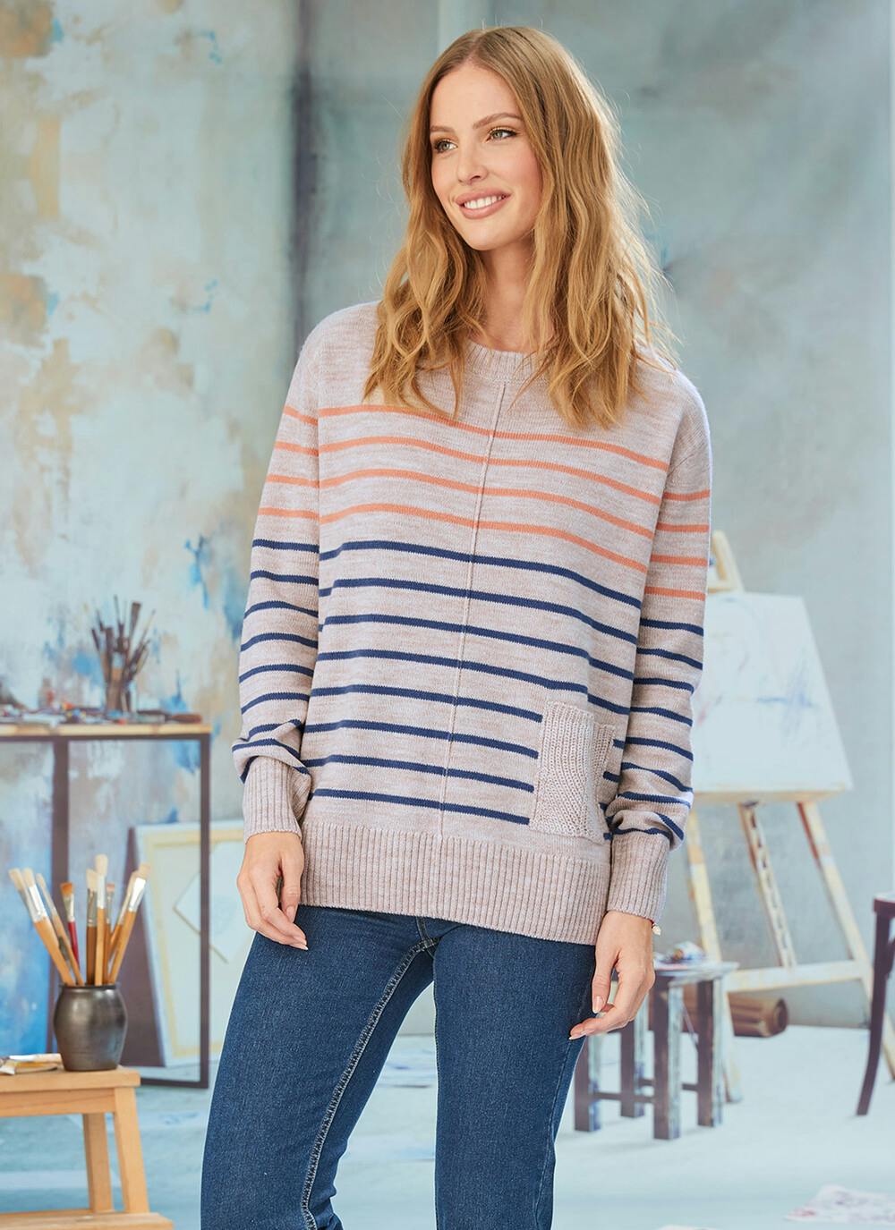 Stone Stripe Knit Jumper | EWM