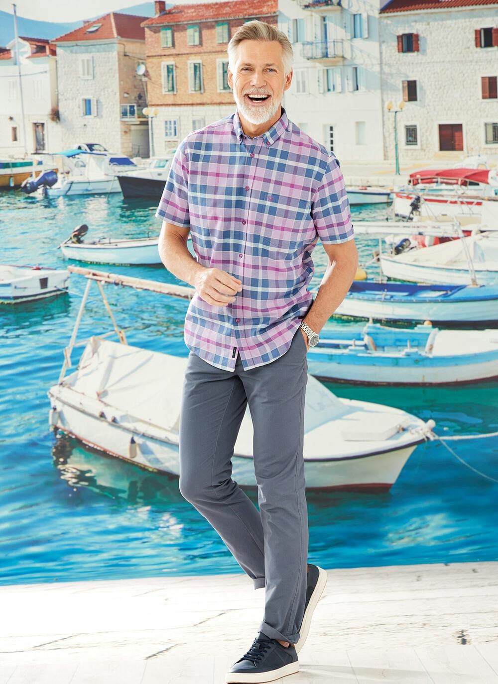 Male James Pringle Blue Adjustable Waist Flat Front Chinos 29 Inch Leg ...