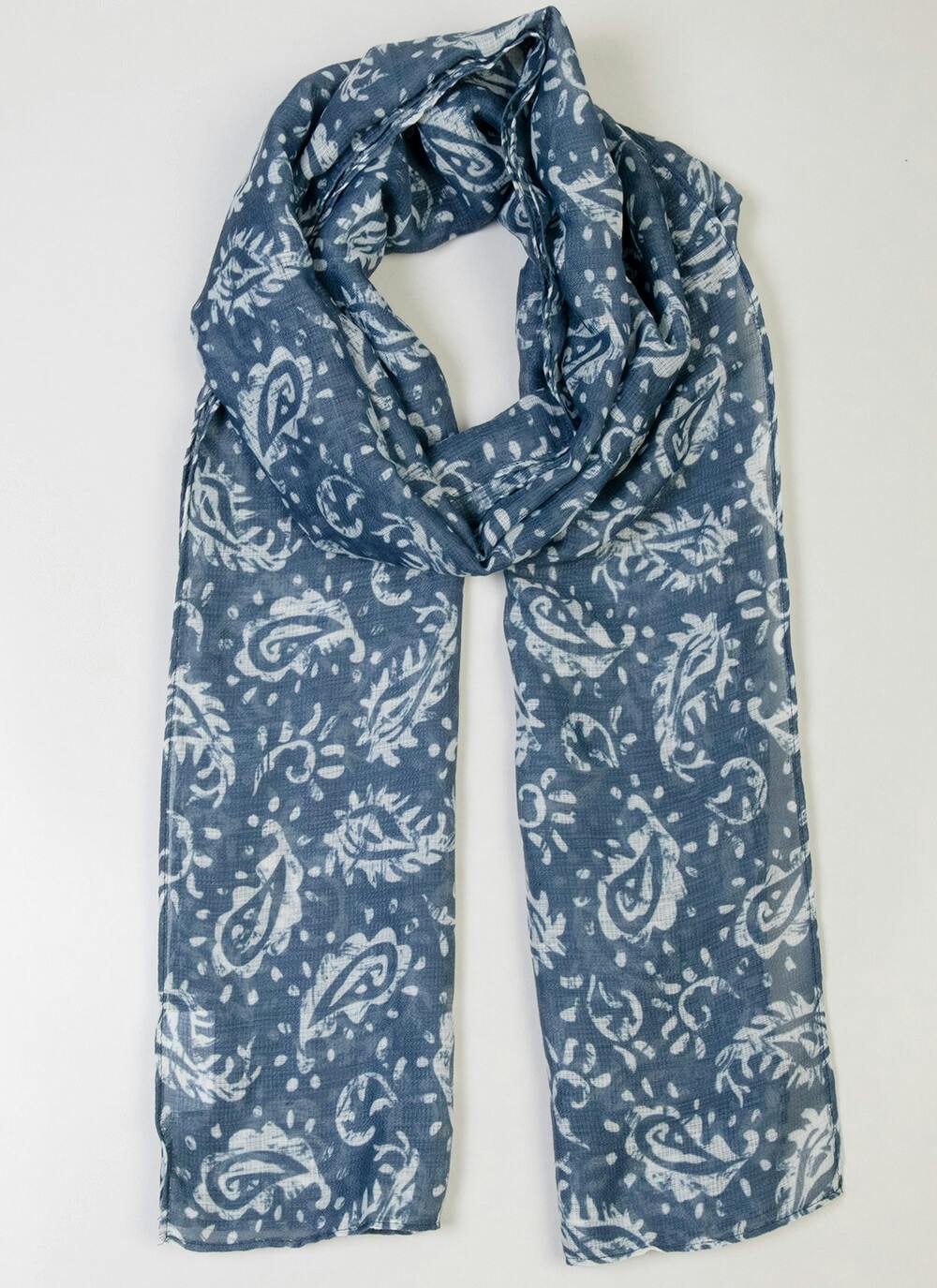 Blue Paisley Print Scarf | EWM