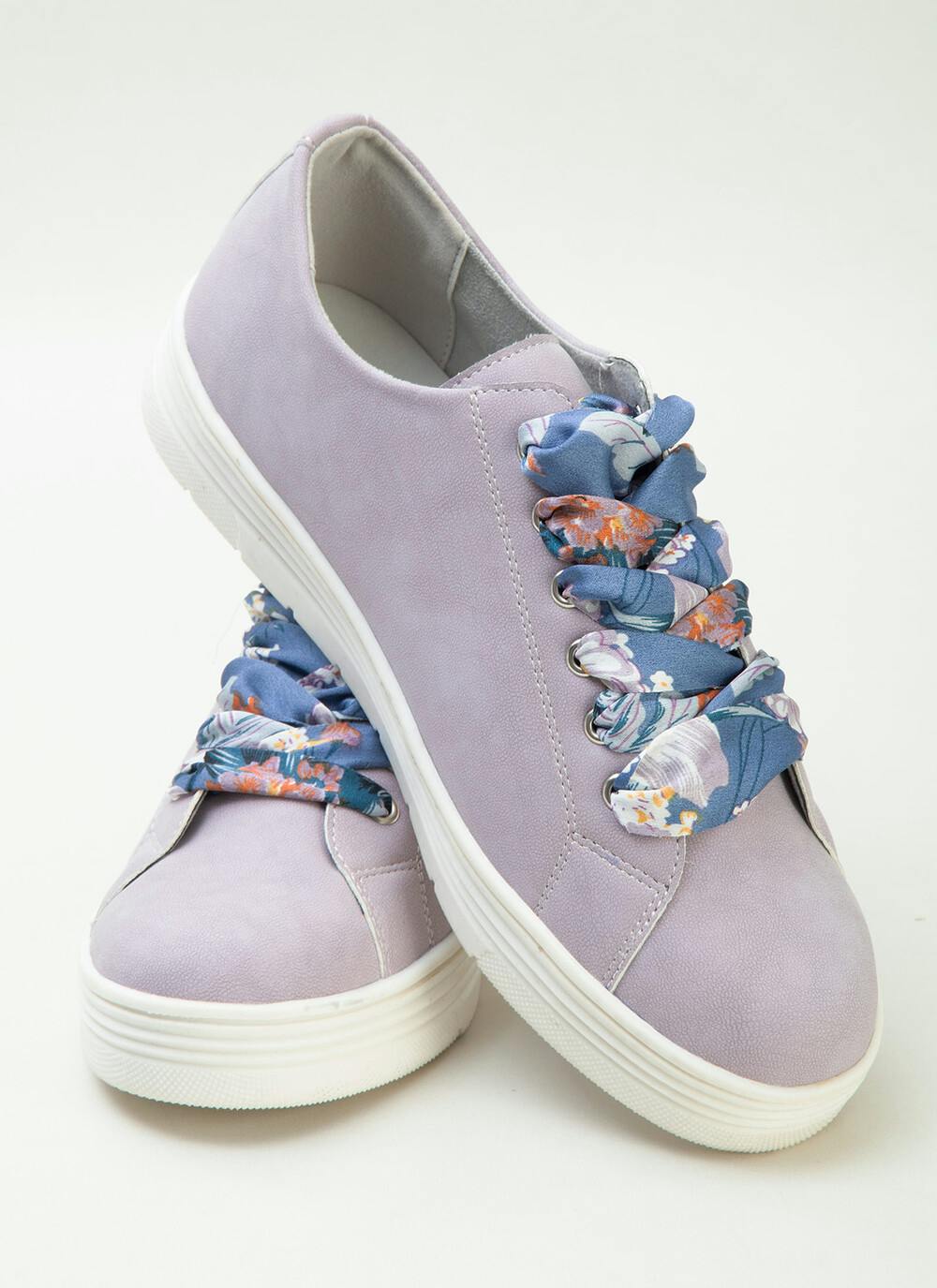 Lilac Lace Up Trainer | EWM