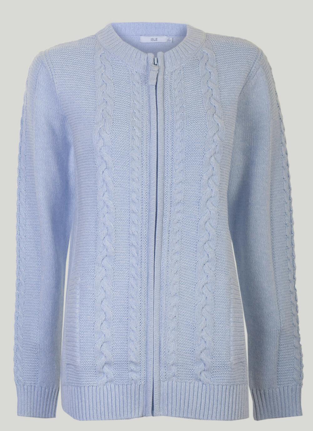 Blue Cotton Zip Cardigan | EWM