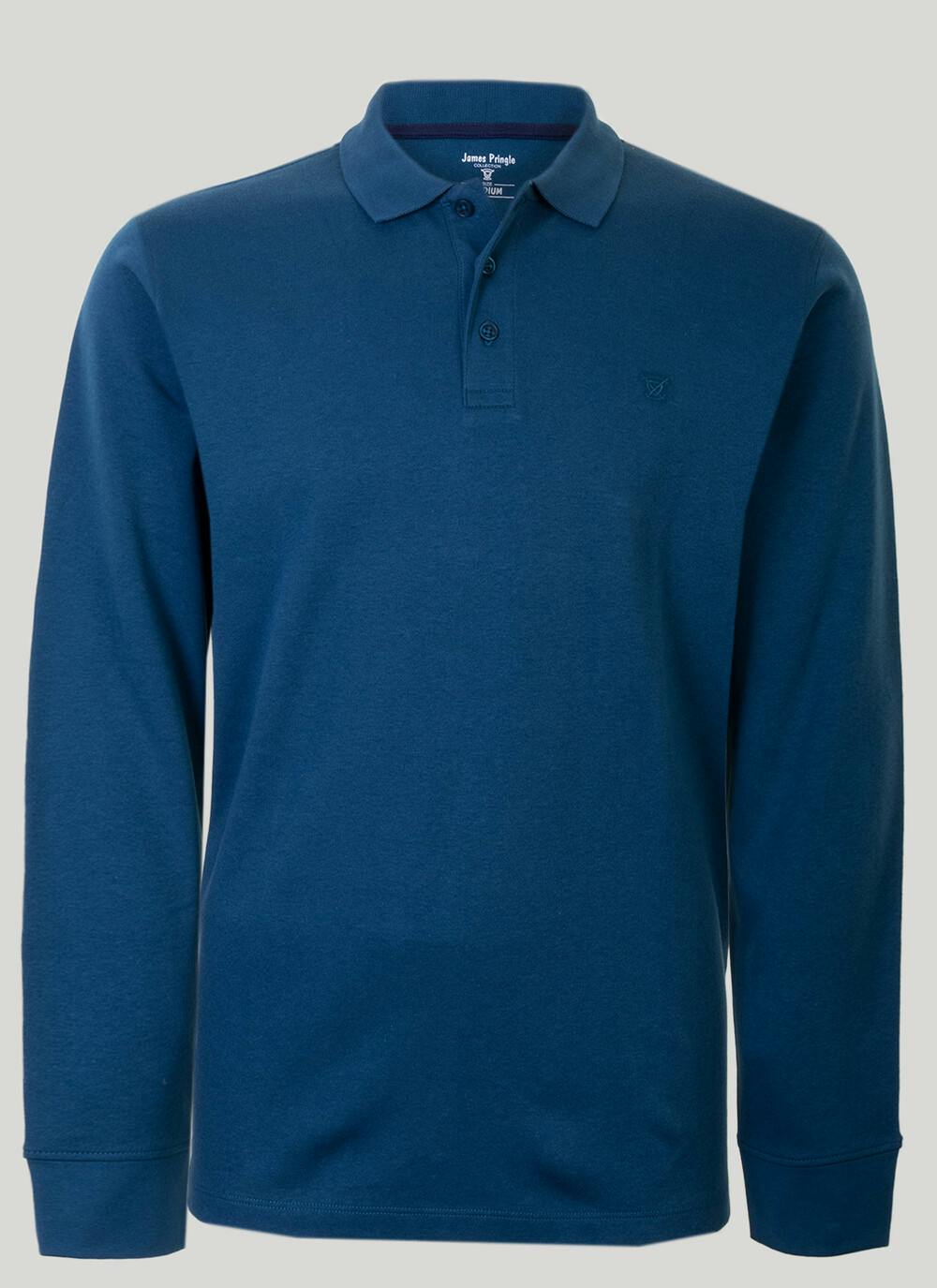 Blue Long Sleeve Polo Top | EWM