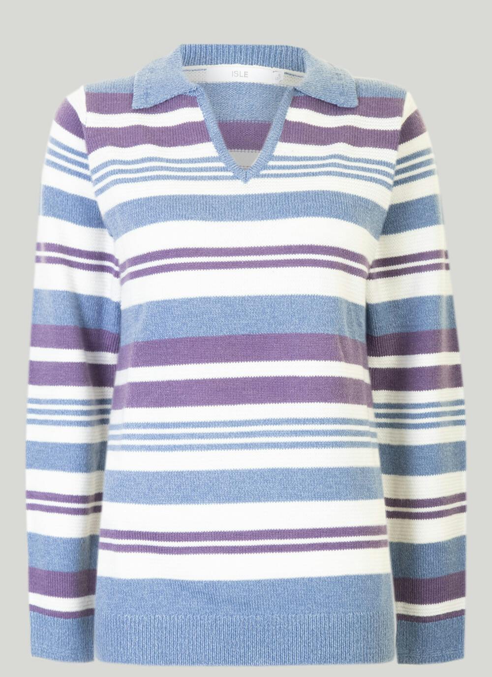 Ivory Collared Stripe Jumper | EWM