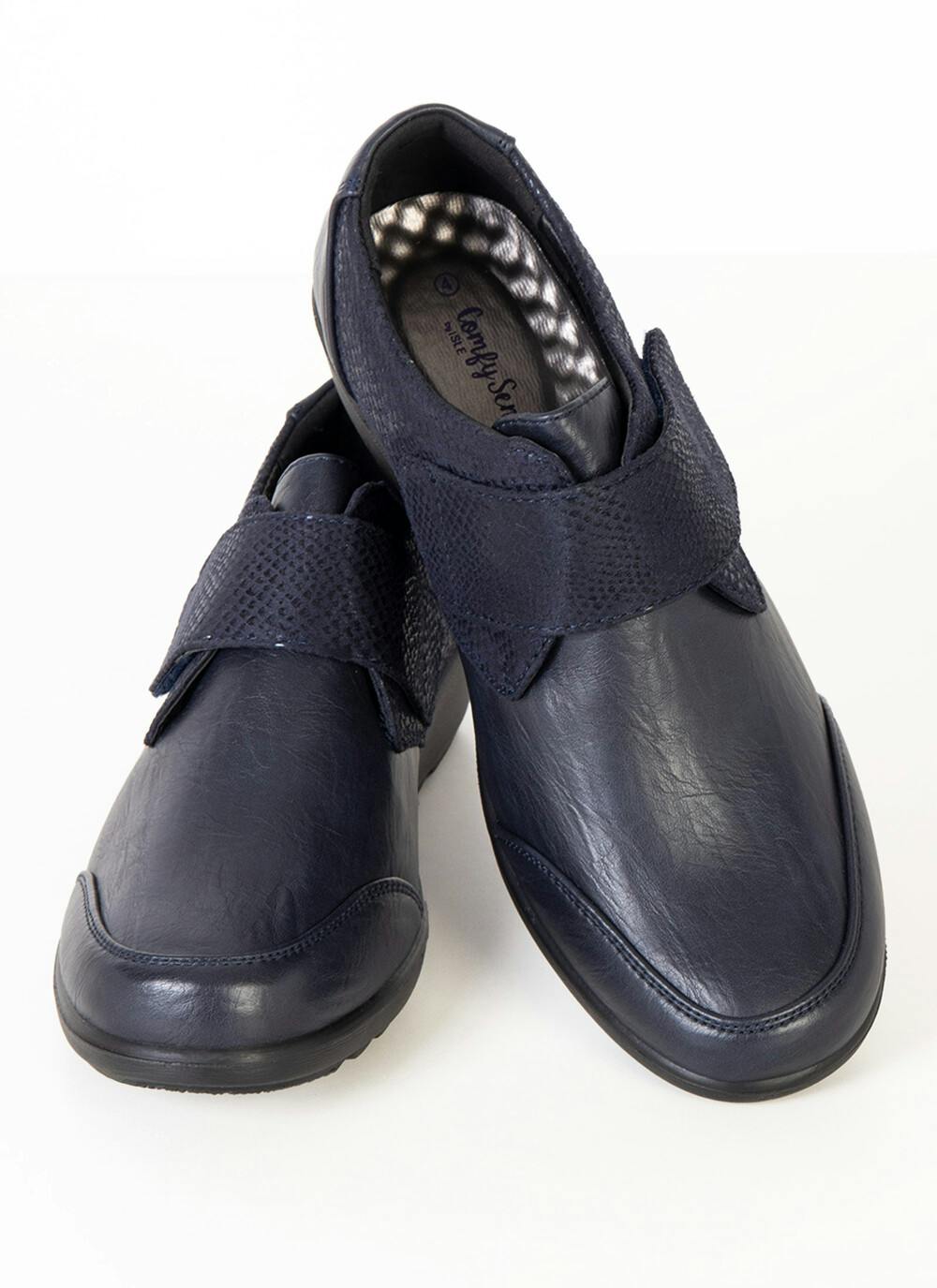 Navy Velcro Fastening Snake Shoes | EWM