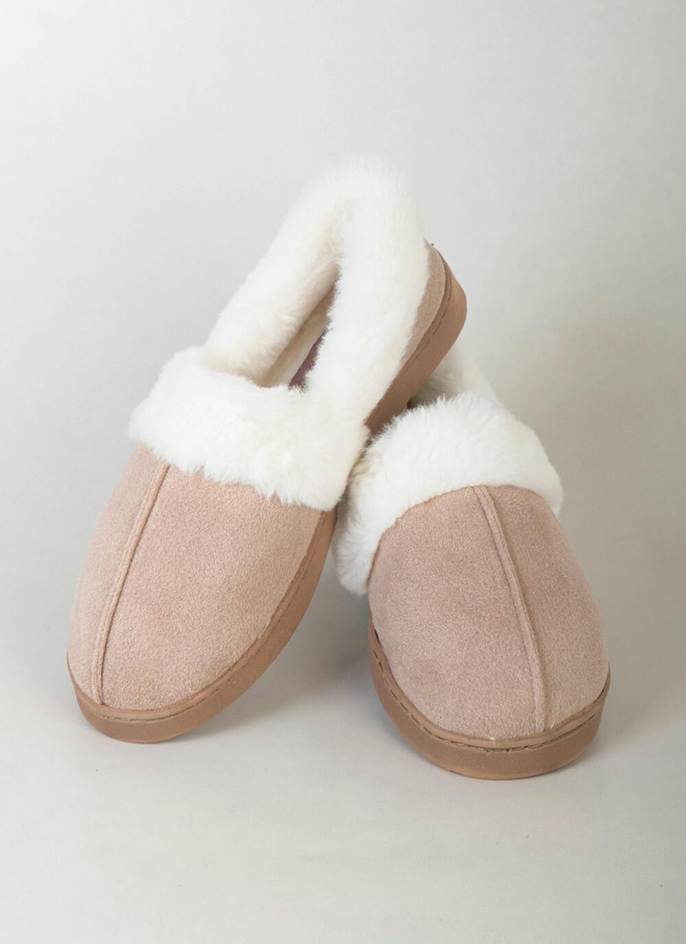 Beige Suedette Slipper | EWM