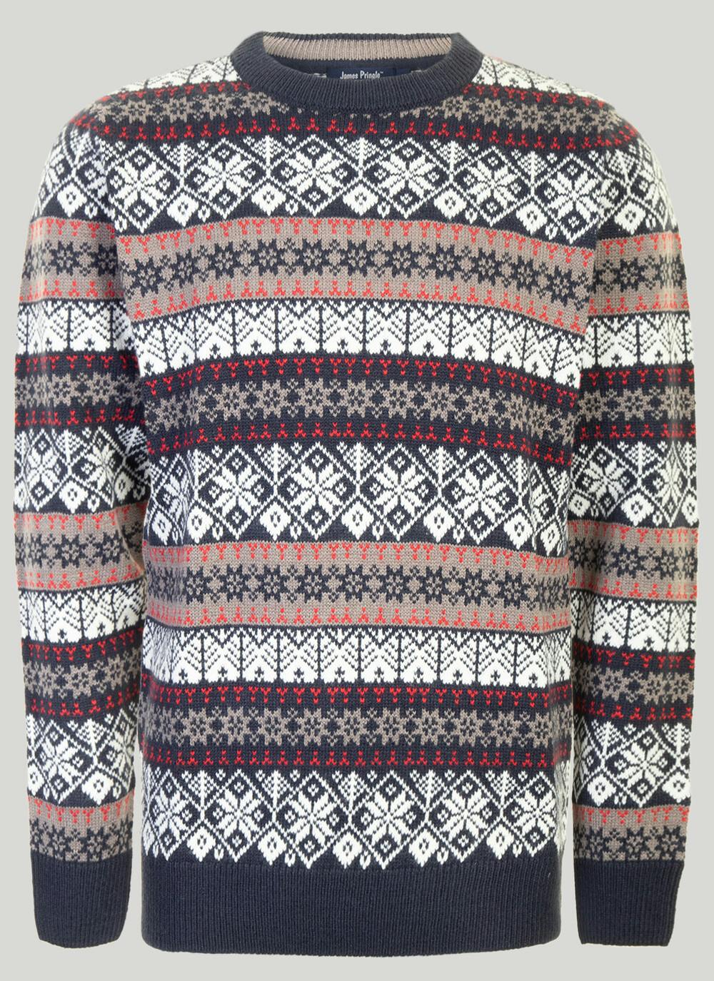 Navy Jacquard Snowflake Jumper | EWM