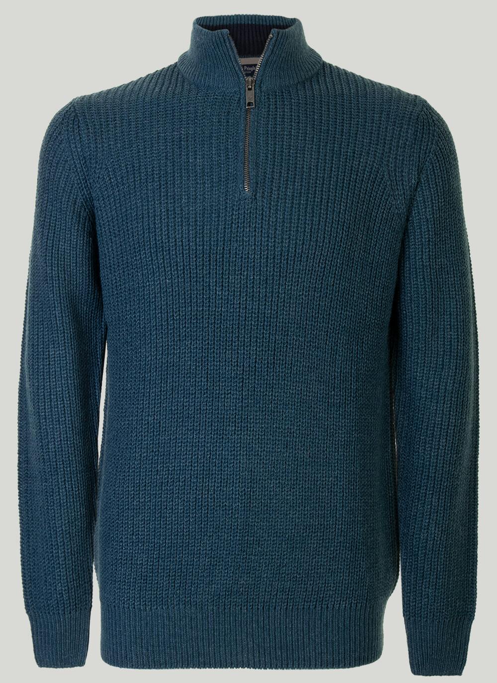 Blue Half Zip Rib Jumper | EWM