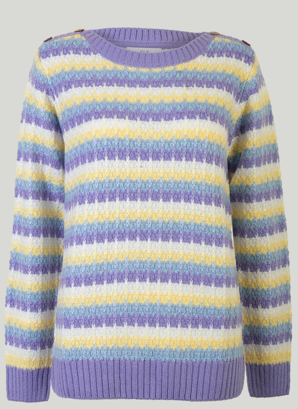Button Shoulder Stripe Jumper | EWM