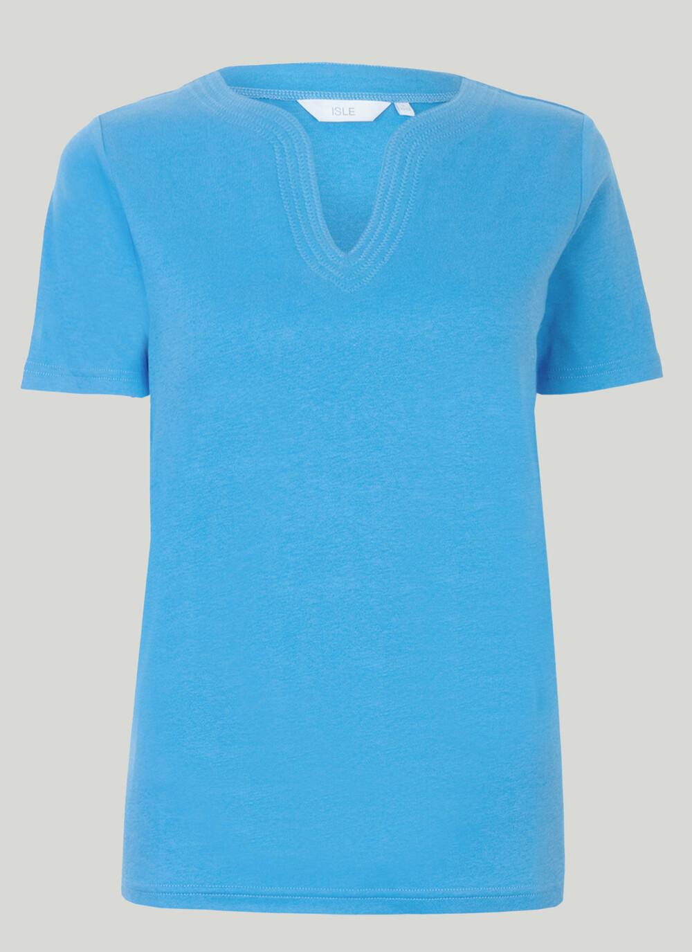 Pure Cotton Notch Neck T-Shirt | EWM