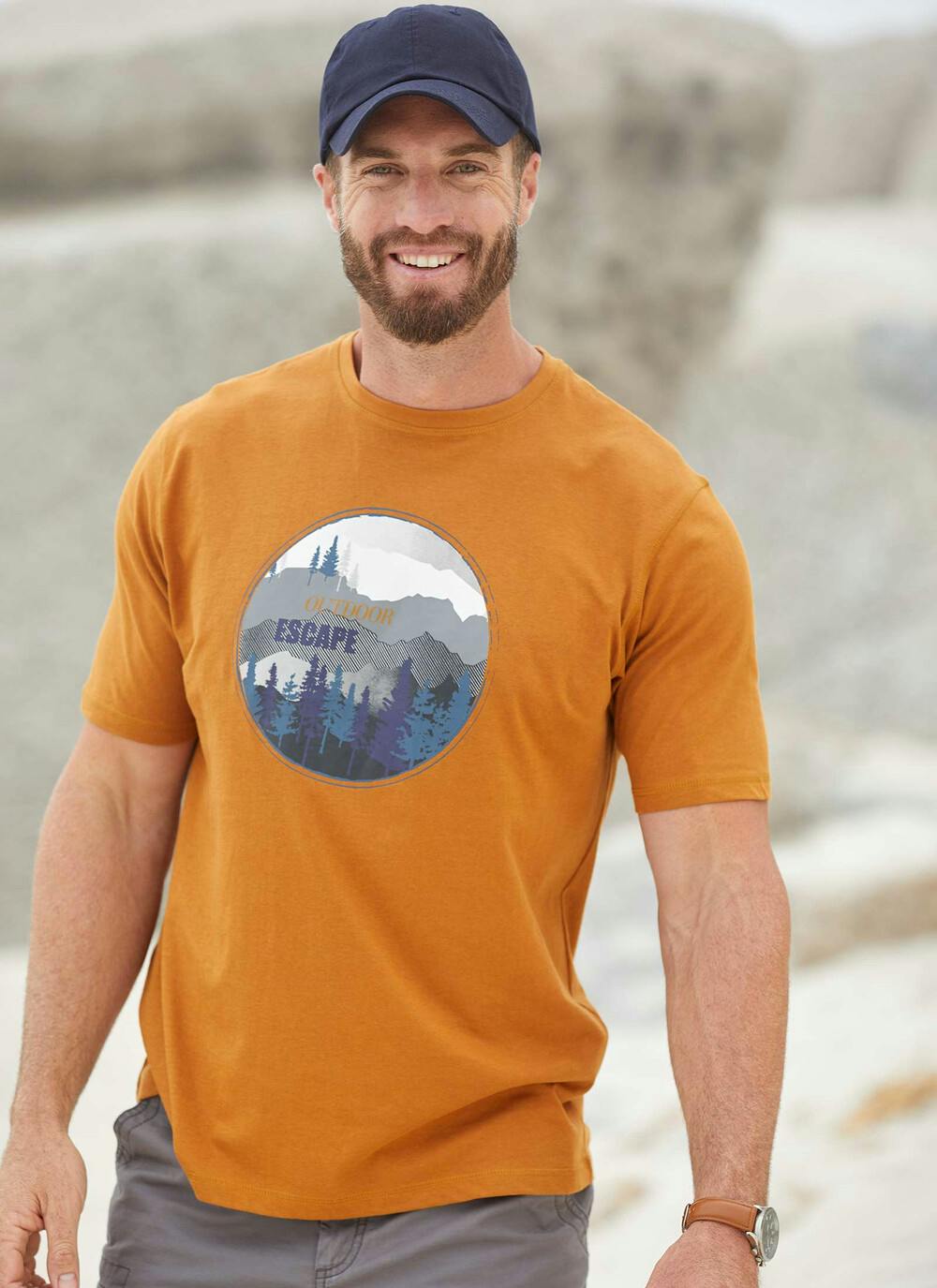 Male PG FIELD Crew Neck T Shirt | Dark Yellow | EWM | EWM