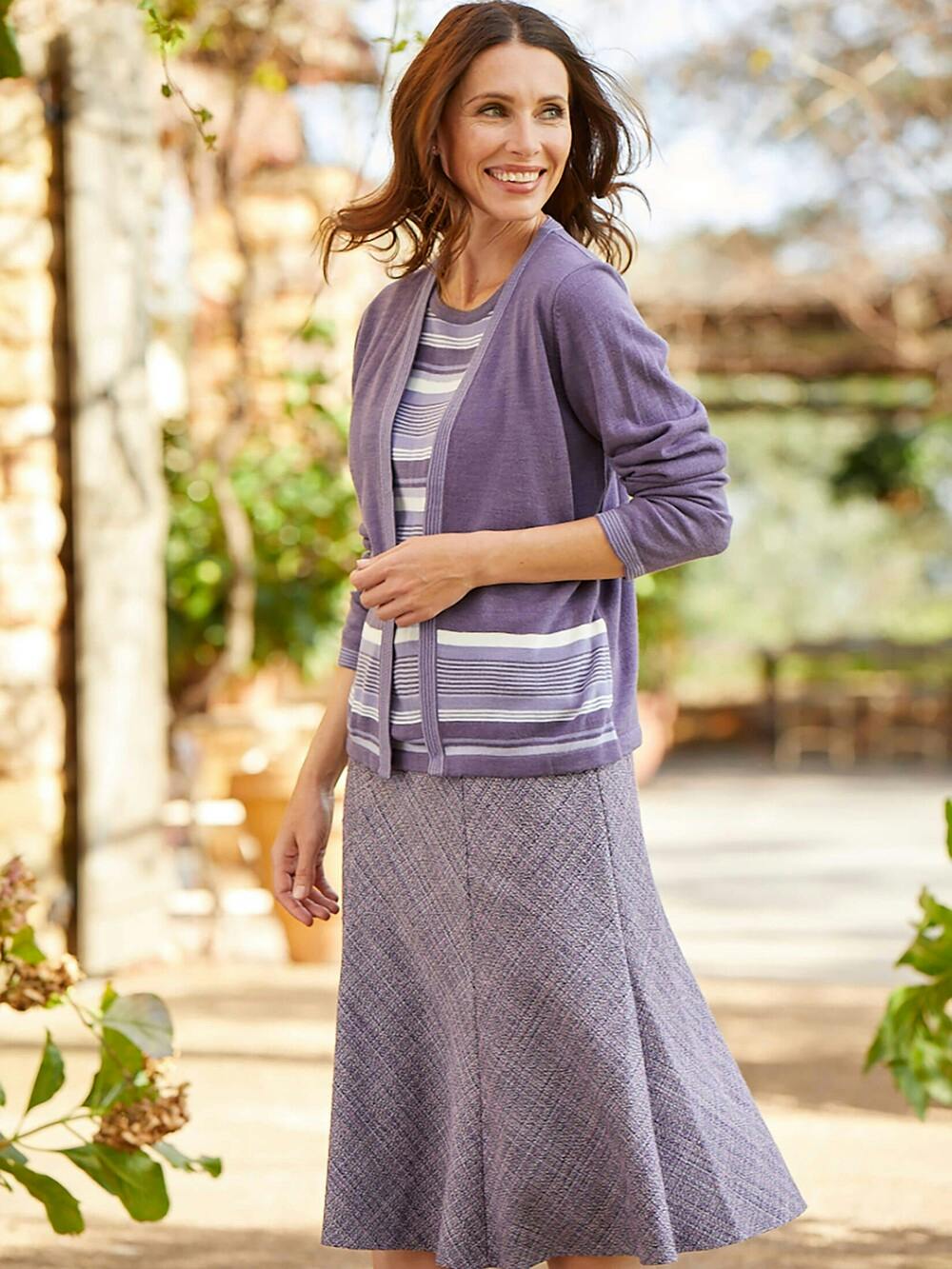 Female Honor Millburn 2 in 1 Cardigan with Stripe Insert | Min Purple ...