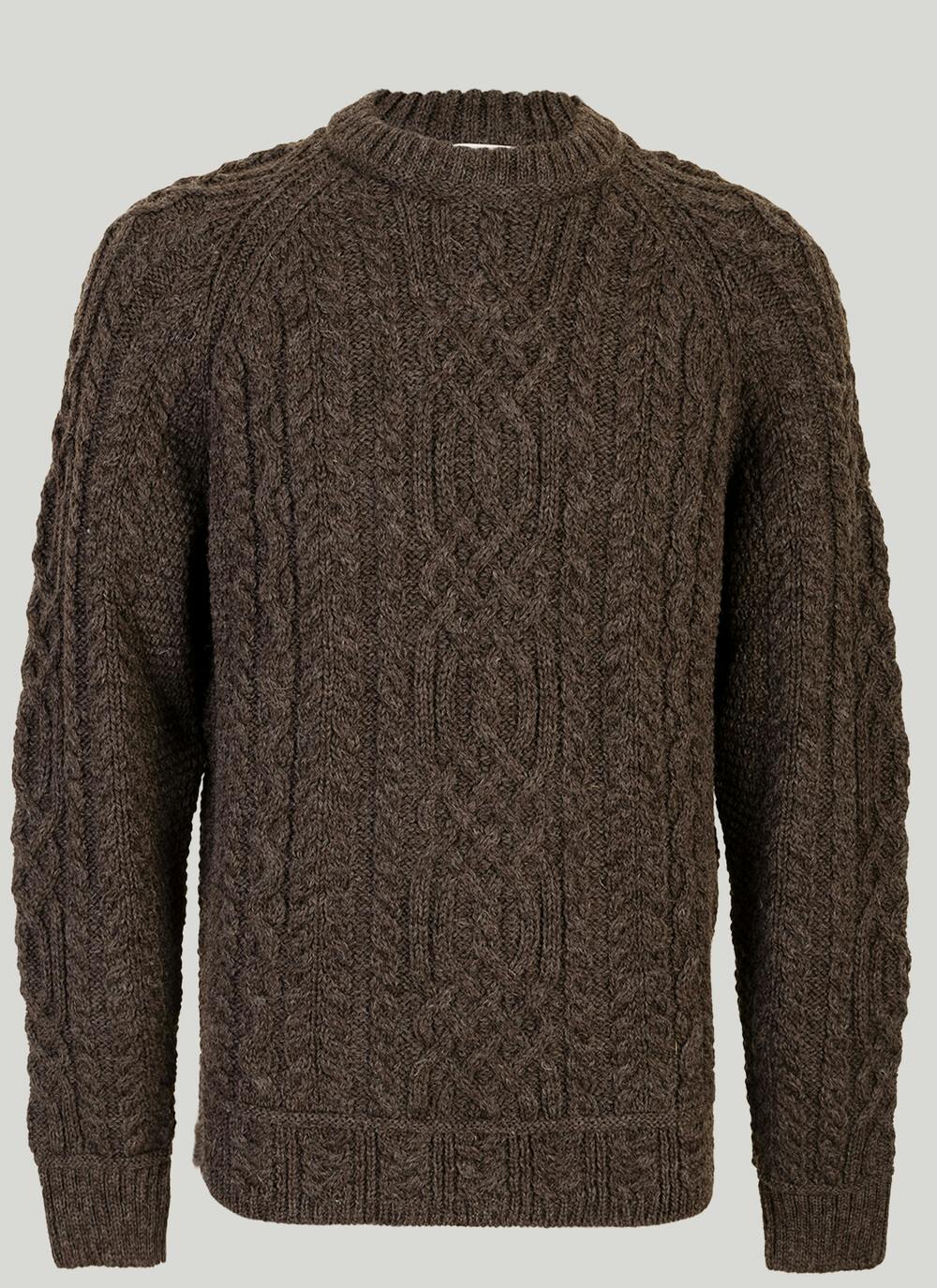Crew Neck Cable Aran Wool Jumper | EWM