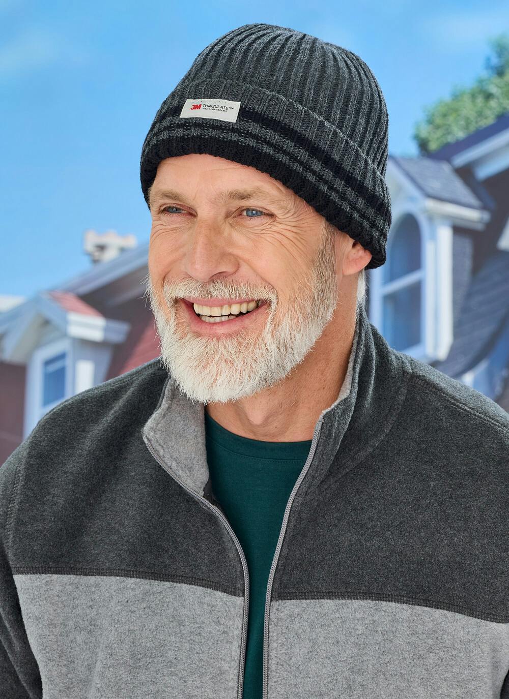 Charcoal Thinsulate Stripe Knit Hat | EWM