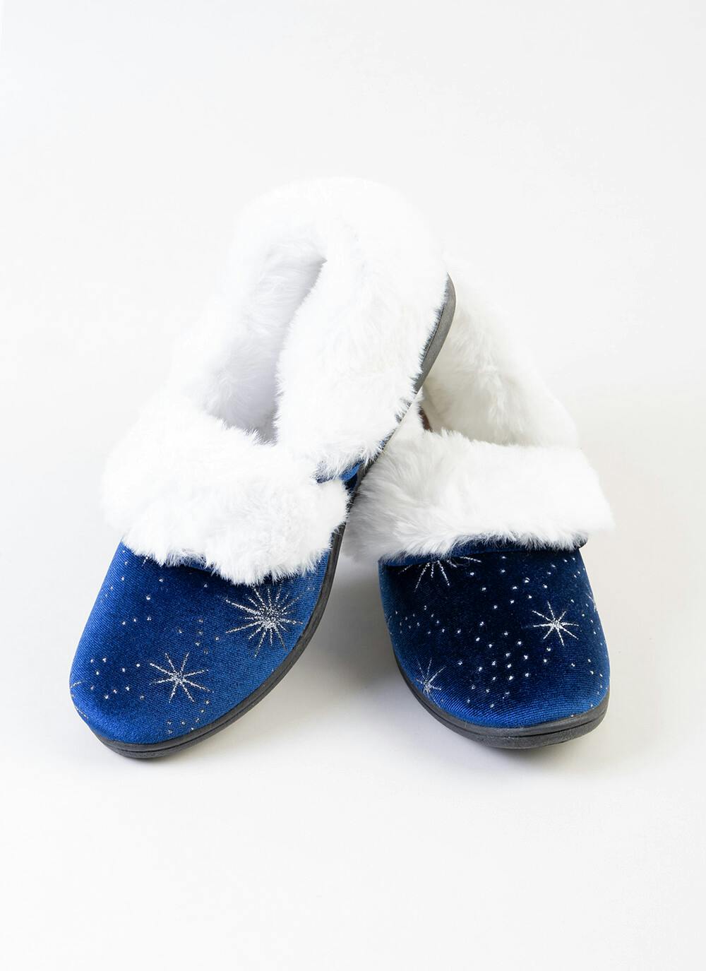 Navy Sparkle Star Slippers | EWM