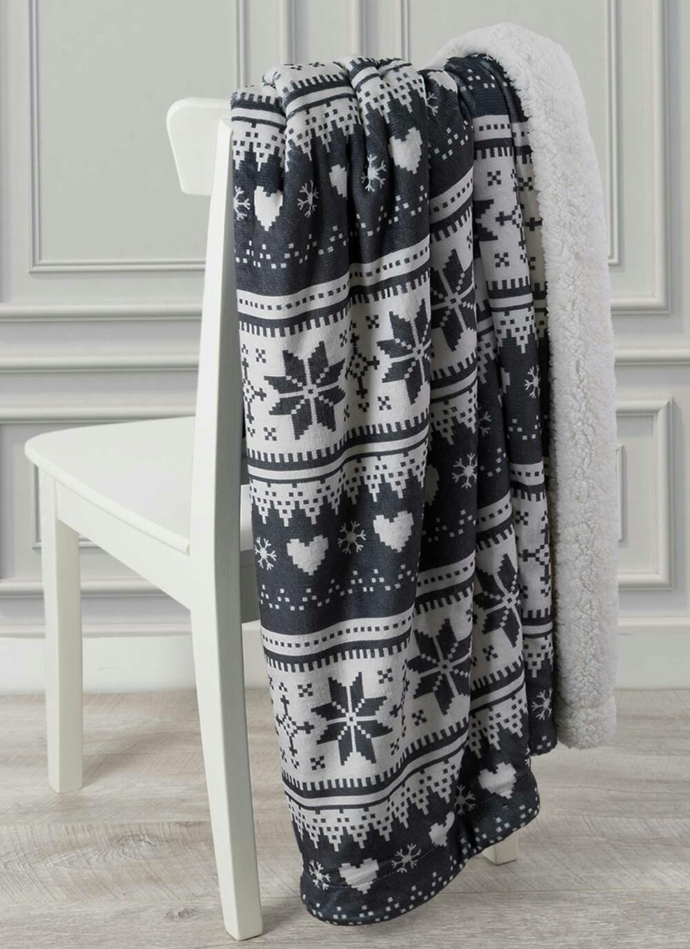 Grey Fairisle Sherpa Throw | EWM