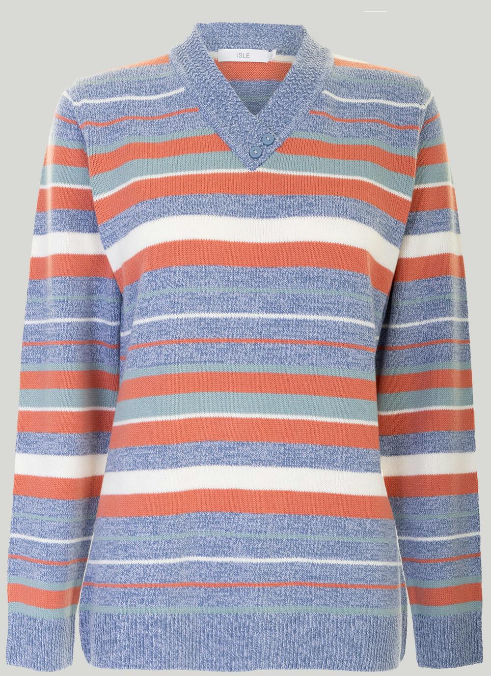Striped V Neck Jumper | EWM