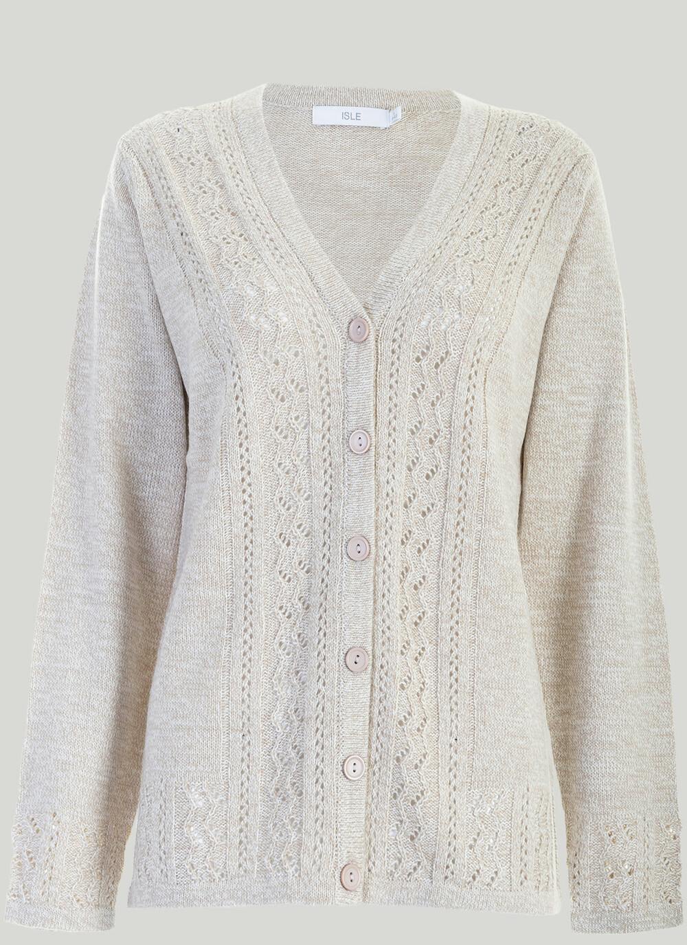 Pointelle V Neck Cardigan | EWM