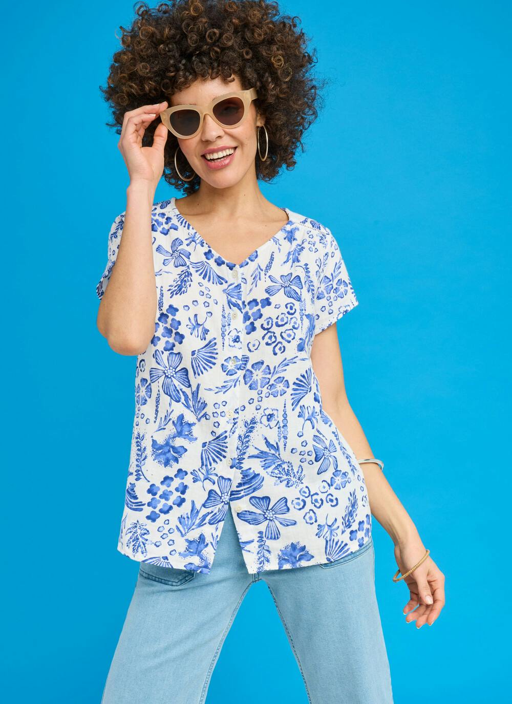 Pure Cotton V-Neck Top | EWM