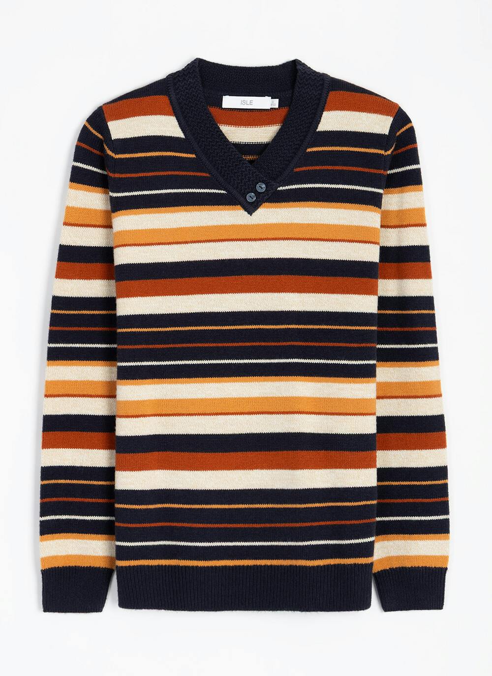 Striped V Neck Jumper | EWM