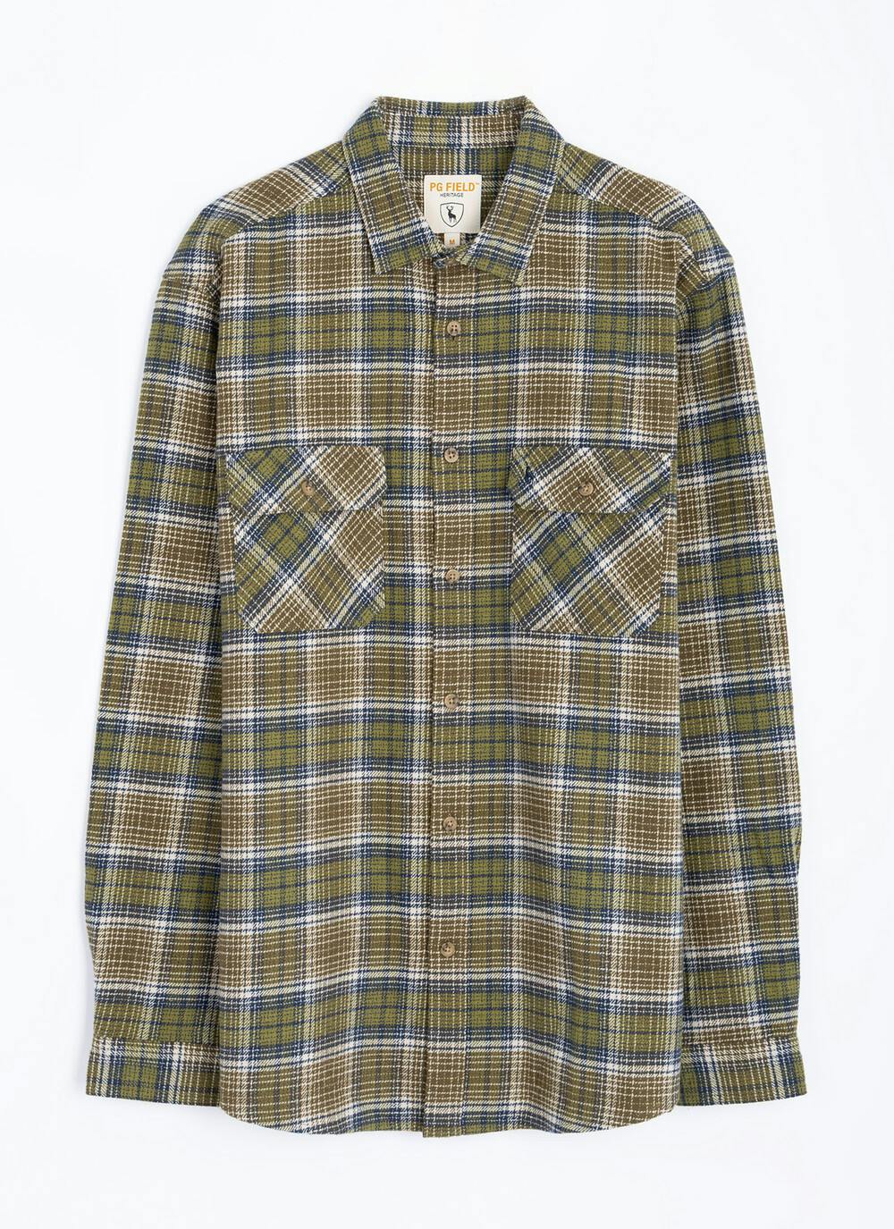 Pure Cotton Long Sleeve Checked Twill Shirt | EWM