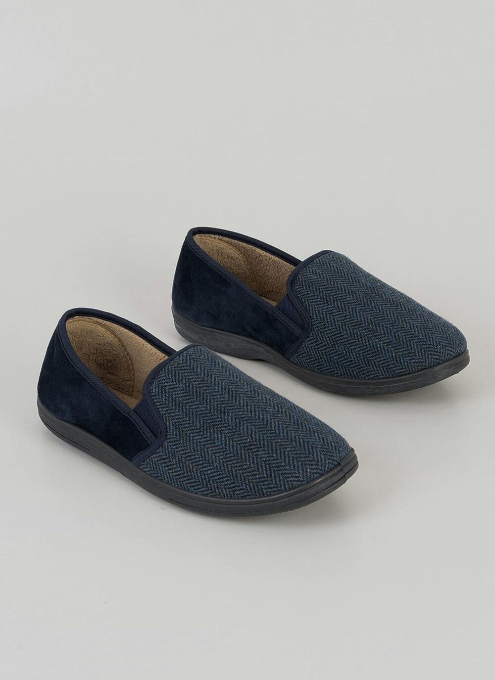 Plush Lined Herringbone Full Slipper | EWM