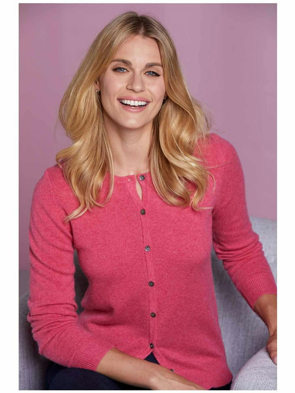 Female Lochmere Cashmere Cardigan | Bright Pink | EWM | EWM