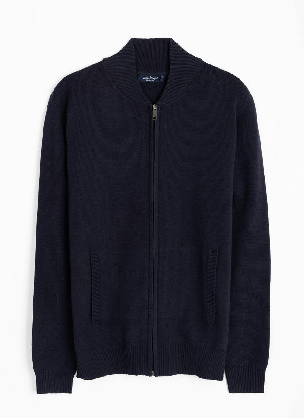 Cotton Rich Bomber Style Zip Cardigan | EWM