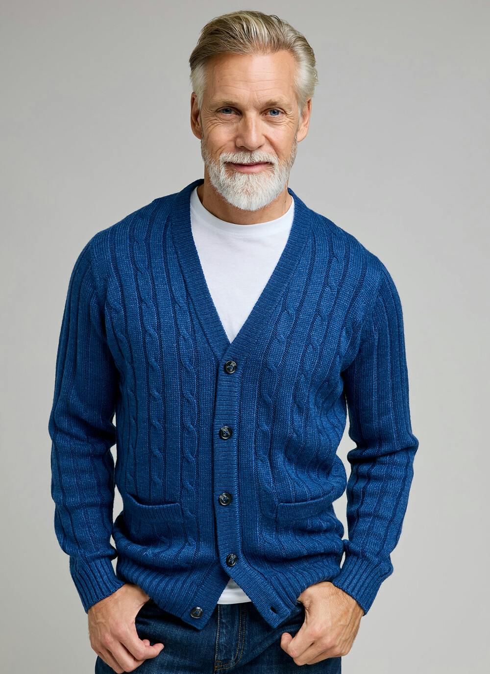 Cable Knit V Neck Cardigan | EWM